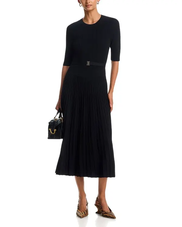 Veronica Beard Elthea Belted Midi Dress - Black