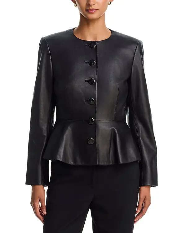 Veronica Beard Quinn Peplum Leather Jacket