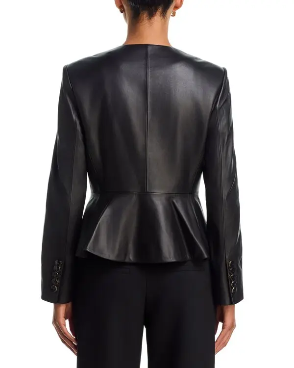Veronica Beard Quinn Peplum Leather Jacket