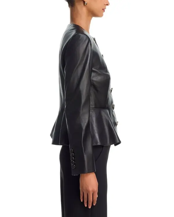 Veronica Beard Quinn Peplum Leather Jacket