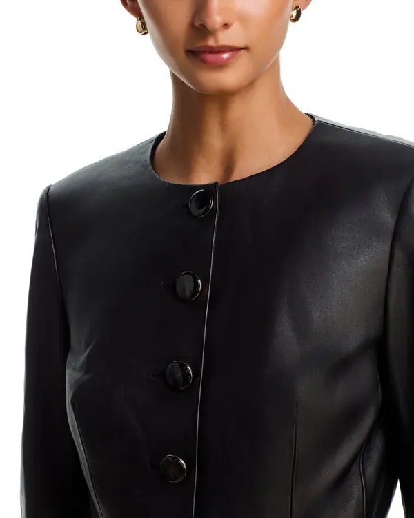 Veronica Beard Quinn Peplum Leather Jacket