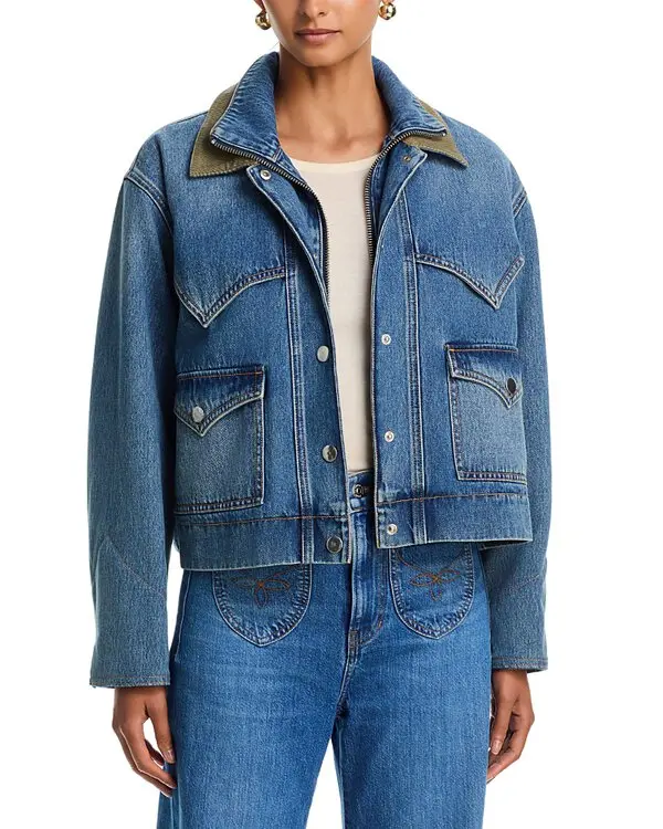 Veronica Beard Wegner Double Collar Denim Jacket