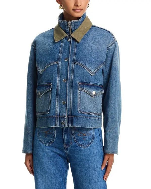 Veronica Beard Wegner Double Collar Denim Jacket