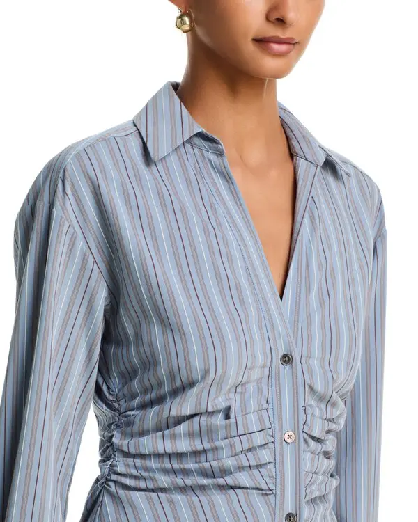 Veronica Beard Devra Ruched Button Down Shirt