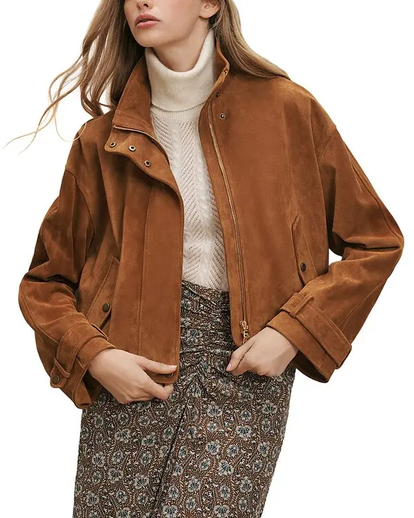 Veronica Beard Bateman Suede Zip-up Jacket