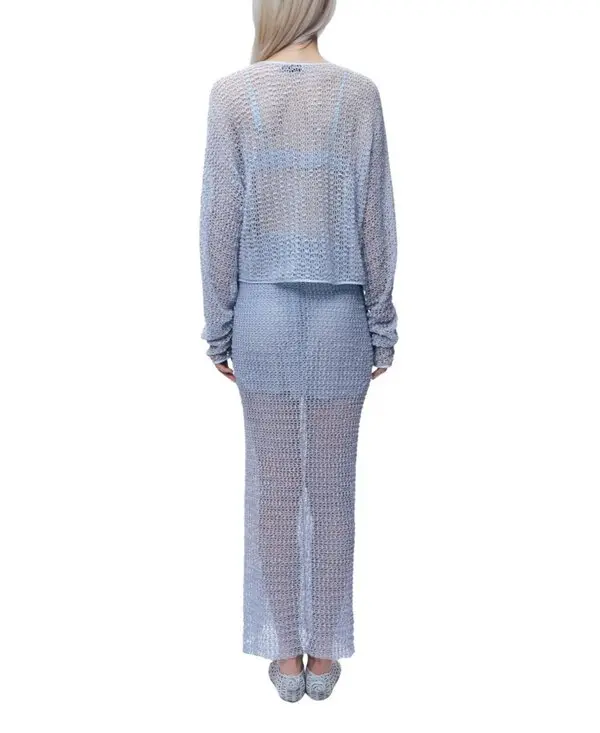 NOCTURNE Wrap Mesh Blouse - Blue