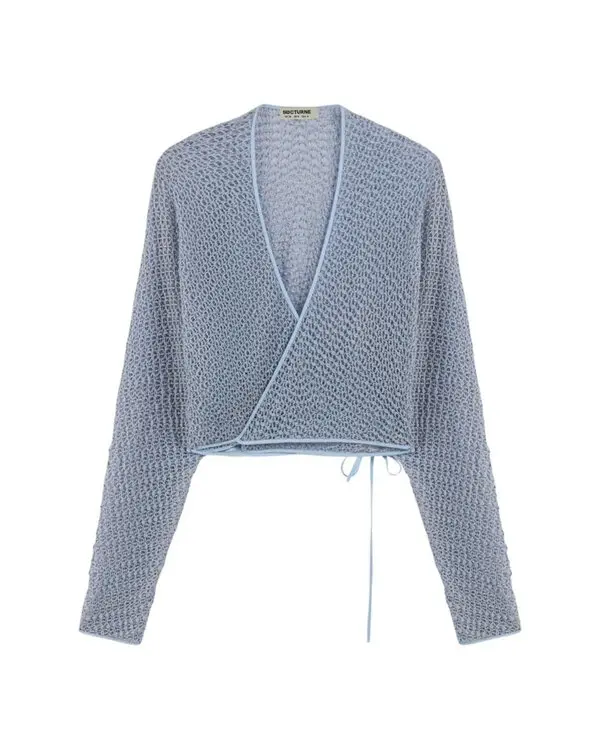 NOCTURNE Wrap Mesh Blouse - Blue