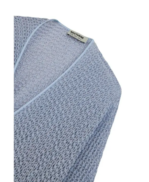 NOCTURNE Wrap Mesh Blouse - Blue