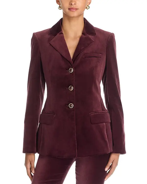 Veronica Beard Ryanne" Cotton Stretch Single Breasted Jacket - Burgundy