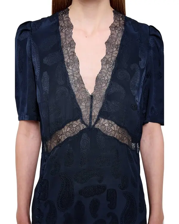 Zadig&Voltaire Redox Paisley Jacquard Silk Midi Dress