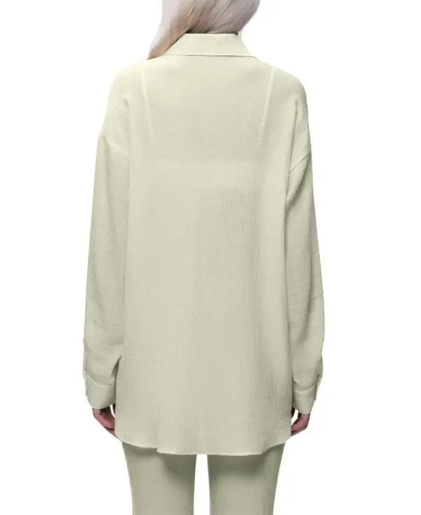NOCTURNE Long Sleeve Button-up Shirt With Decorative Button Detail - Light Yellow