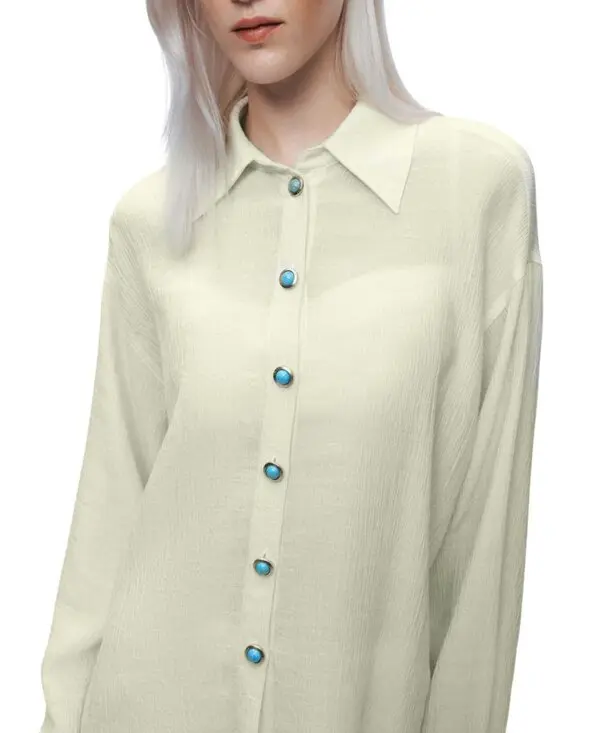 NOCTURNE Long Sleeve Button-up Shirt With Decorative Button Detail - Light Yellow