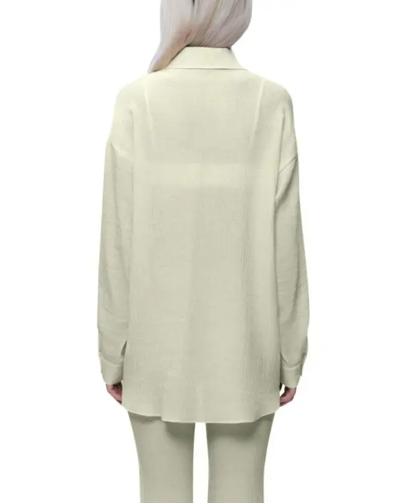 NOCTURNE Long Sleeve Button-up Shirt With Decorative Button Detail - Light Yellow