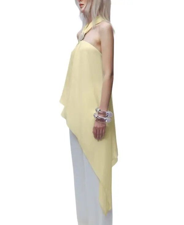 NOCTURNE Sleeveless Halter Blouse With Asymmetrical Drape