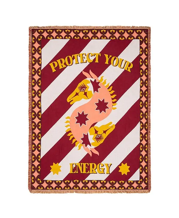 ZSA ZSA ZSU Novelas Fringed Jacquard Throw Energy, 54 X 71