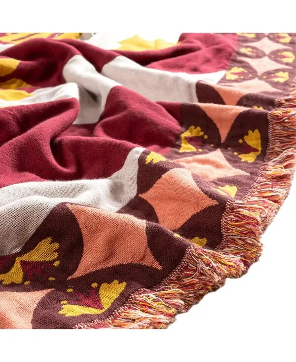 ZSA ZSA ZSU Novelas Fringed Jacquard Throw Energy, 54 X 71
