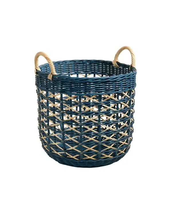 ZSA ZSA ZSU Java Round Rattan Basket, 17l X 17w