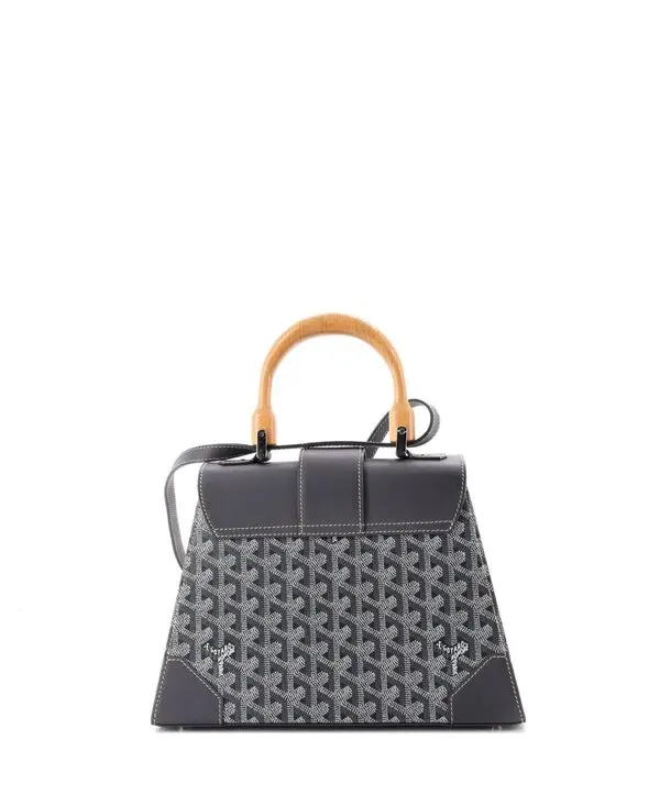 Goyard Pm Saigon Top Handle Bag Coated Canvas With Leather - Gray