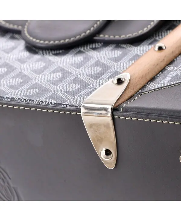 Goyard Pm Saigon Top Handle Bag Coated Canvas With Leather - Gray