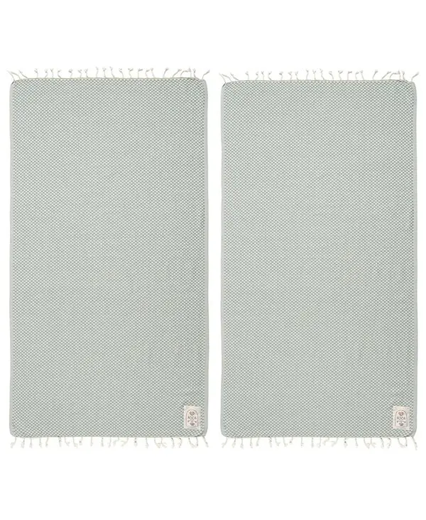 ZSA ZSA ZSU Baklan Fringed Yarn Dyed Peshtemal Bath Towel Set Of 2, 35.4 X 66.9 - Green