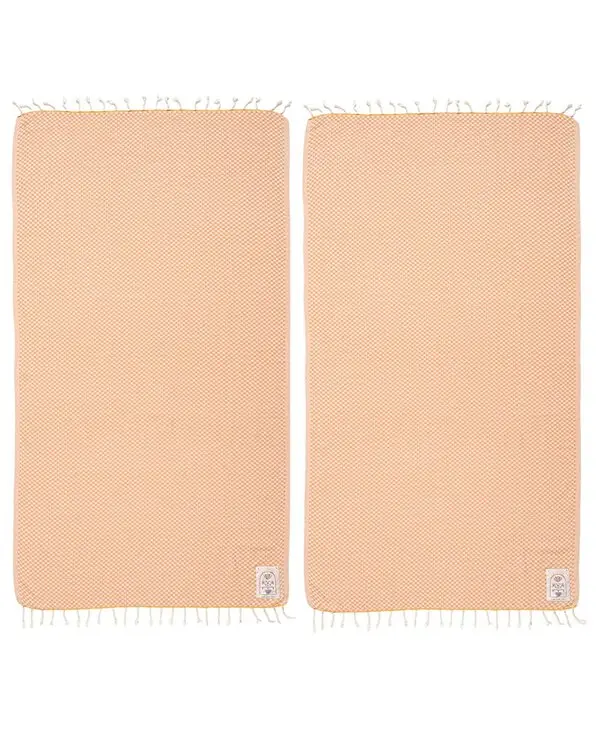 ZSA ZSA ZSU Baklan Fringed Yarn Dyed Peshtemal Bath Towel Set Of 2, 35.4 X 66.9 - Yellow