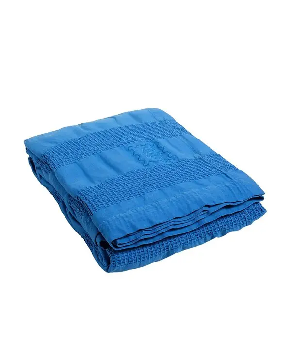 ZSA ZSA ZSU Braga Waffle Cotton Pique Blanket - Medium Blue