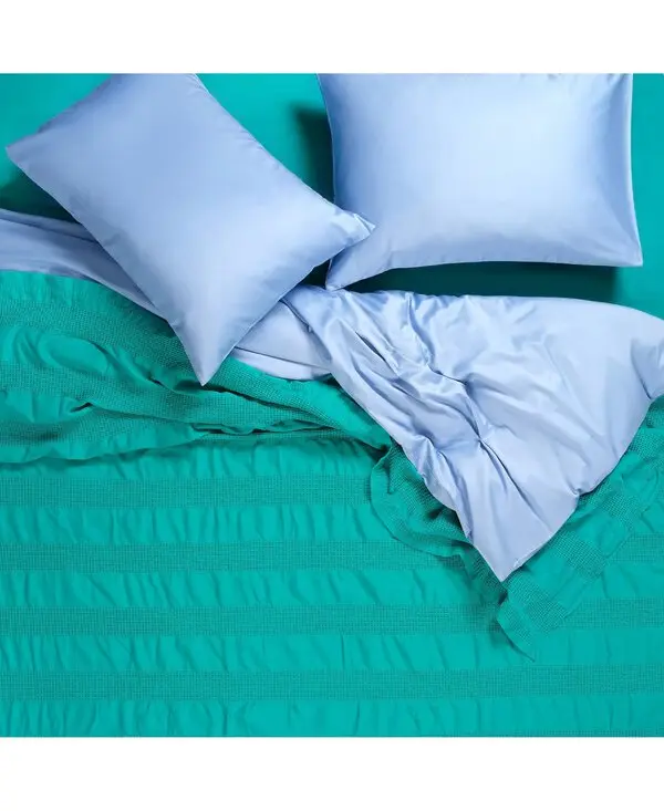 ZSA ZSA ZSU Braga Waffle Cotton Pique Blanket - Medium Green