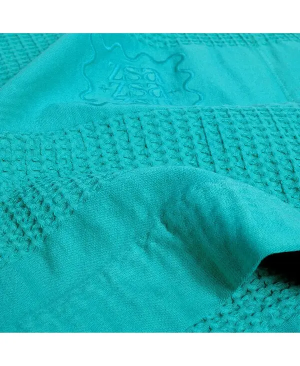 ZSA ZSA ZSU Braga Waffle Cotton Pique Blanket - Medium Green