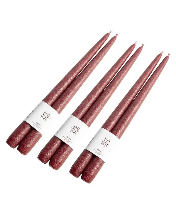ZSA ZSA ZSU Deurne 6 Pieces Candlestick Candle, 4 Oz - Dark Red