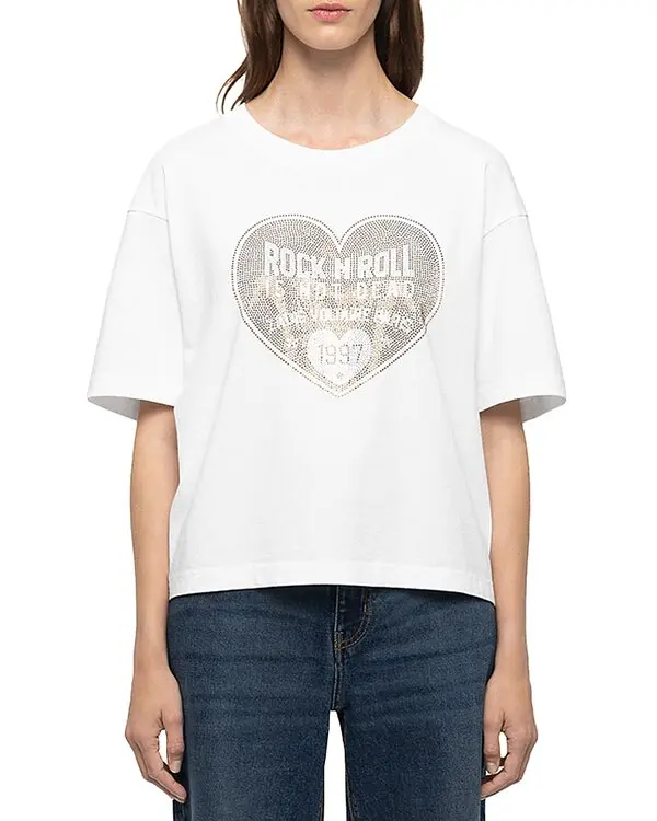 Zadig&Voltaire Taida Bc Heart Rhinestone Tee - White