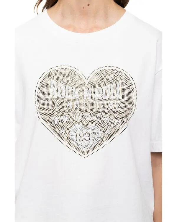 Zadig&Voltaire Taida Bc Heart Rhinestone Tee - White