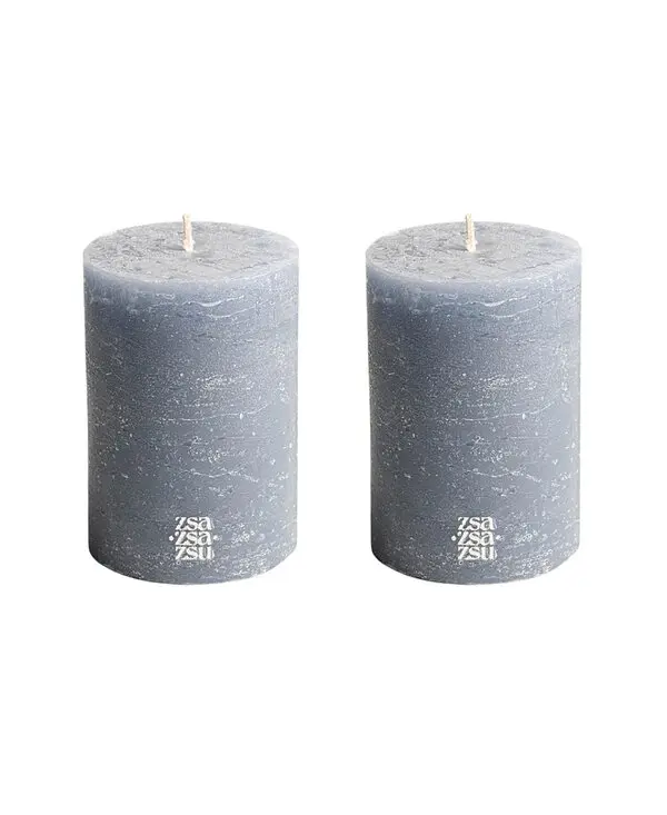 ZSA ZSA ZSU Deurne Pillar Candle Set Of 2, 0.38 Oz - Blue