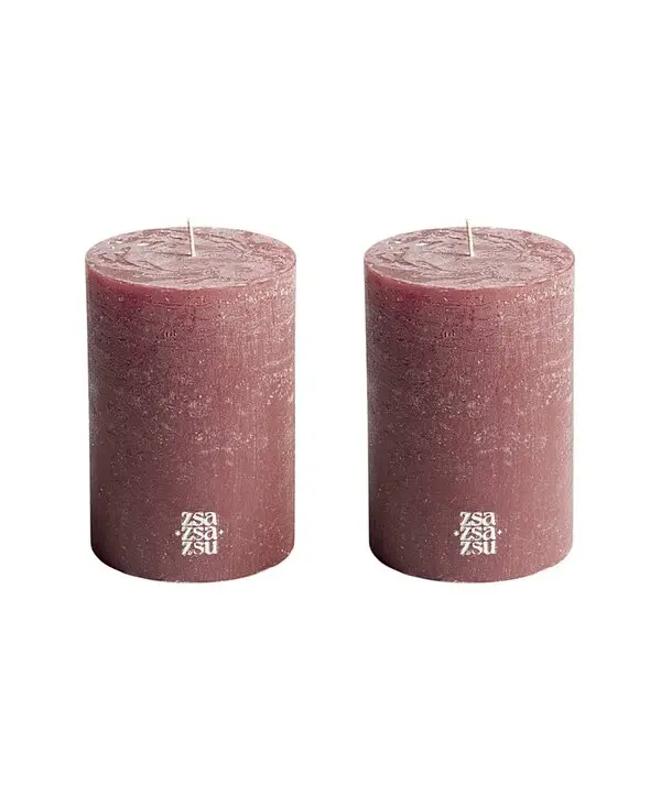 ZSA ZSA ZSU Deurne Pillar Candle Set Of 2, 0.38 Oz - Brick