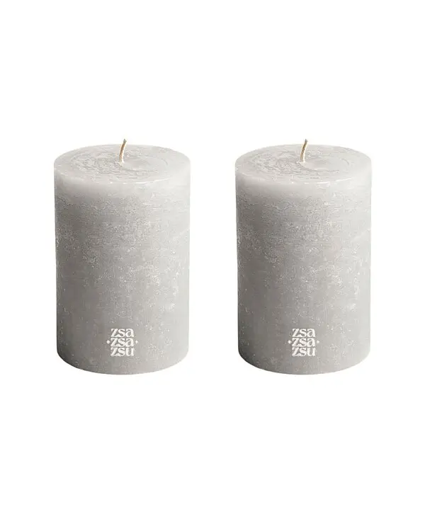 ZSA ZSA ZSU Deurne Pillar Candle Set Of 2, 0.38 Oz - Grey