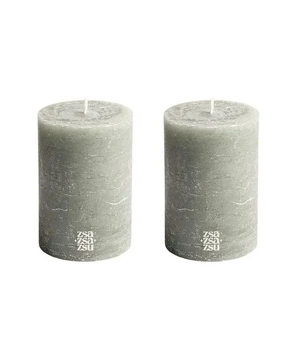 ZSA ZSA ZSU Deurne Pillar Candle Set Of 2, 0.38 Oz - Turquoise