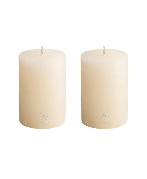 ZSA ZSA ZSU Deurne Pillar Candle Set Of 2, 0.38 Oz - White