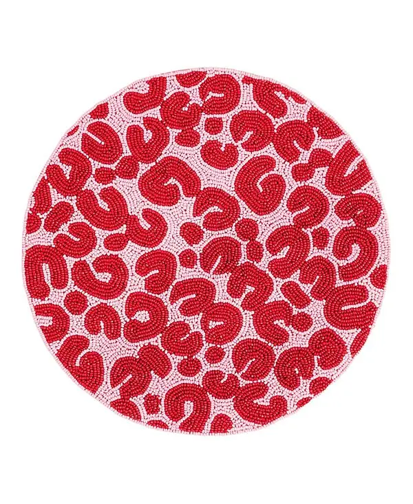 ZSA ZSA ZSU Dadri Beadded Placemat Animal, 14 X 14 - Red