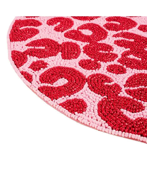 ZSA ZSA ZSU Dadri Beadded Placemat Animal, 14 X 14 - Red