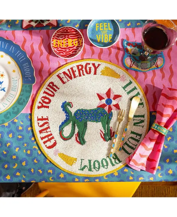 ZSA ZSA ZSU Dadri Beadded Placemat Energy, 14 X 14