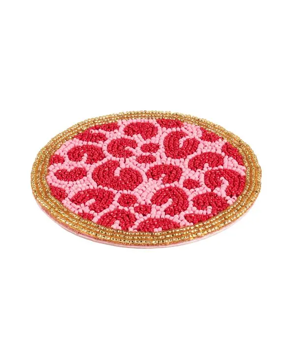 ZSA ZSA ZSU Dadri Beaded Coaster, Diameter 4 - Red