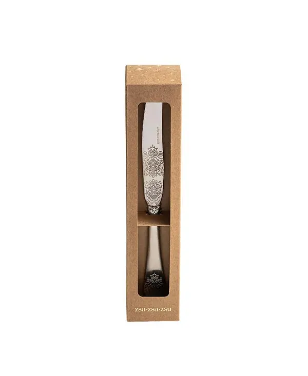 ZSA ZSA ZSU Dume Patterned Steel Dinner Knife Set Of 4, 9.06 X 0.79 X 0.12 - Silver