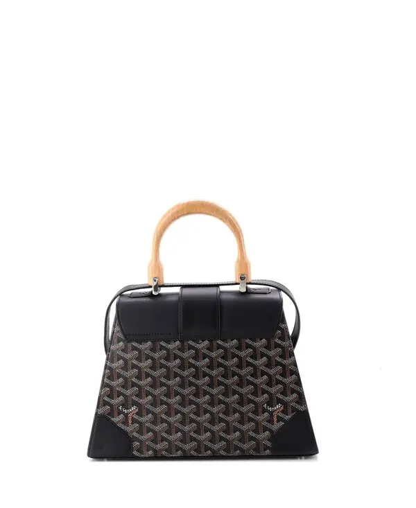 Goyard Pm Saigon Top Handle Bag Coated Canvas With Leather - Black