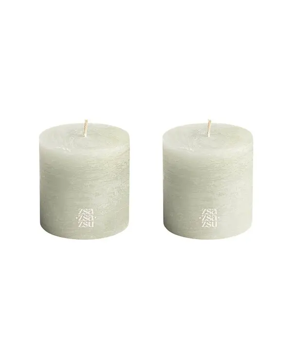 ZSA ZSA ZSU Deurne Pillar Candle, Set Of 2, 3.5 - Aqua