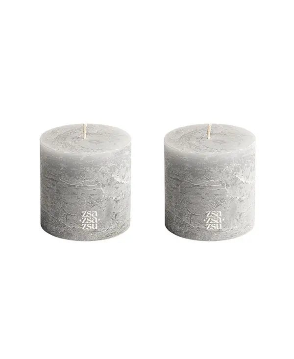 ZSA ZSA ZSU Deurne Pillar Candle, Set Of 2, 3.5 - Grey
