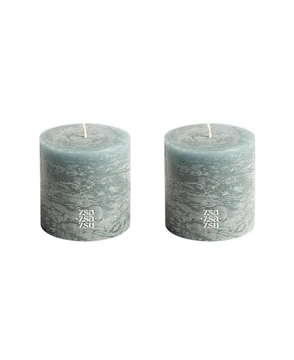ZSA ZSA ZSU Deurne Pillar Candle, Set Of 2, 3.5 - Petrol