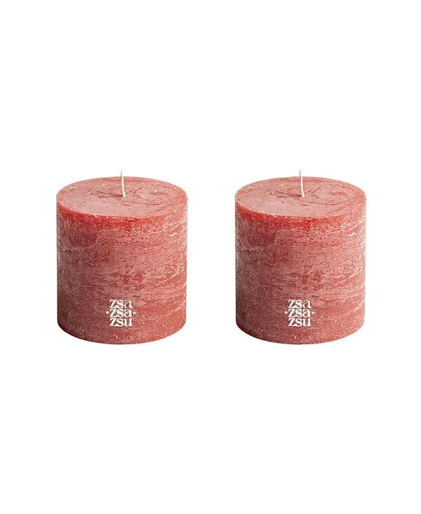 ZSA ZSA ZSU Deurne Pillar Candle, Set Of 2, 3.5 - Red