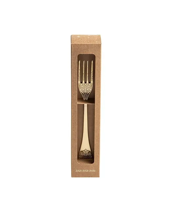 ZSA ZSA ZSU Dume Patterned Steel Dinner Fork, Set Of 4, 1.18 X 9.06 X 0.12 - Champagne