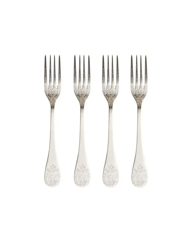 ZSA ZSA ZSU Dume Patterned Steel Dinner Fork, Set Of 4, 1.18 X 9.06 X 0.12 - Silver
