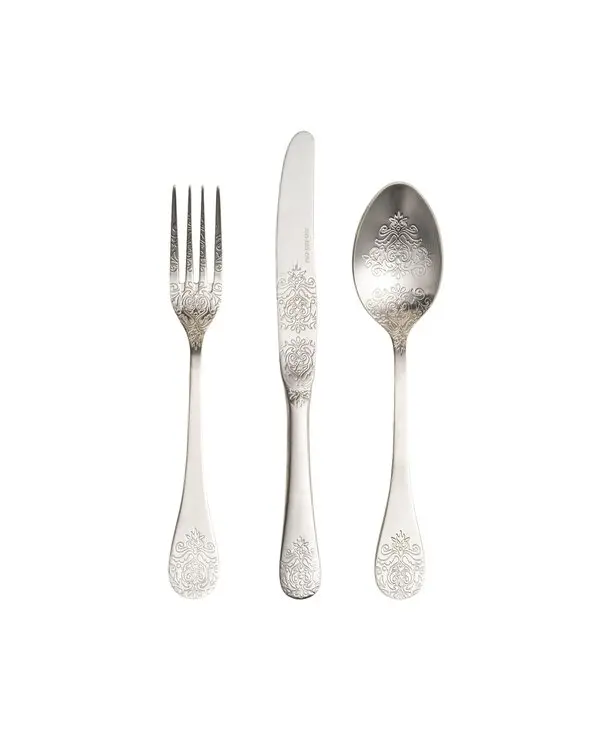 ZSA ZSA ZSU Dume Patterned Steel Dinner Fork, Set Of 4, 1.18 X 9.06 X 0.12 - Silver