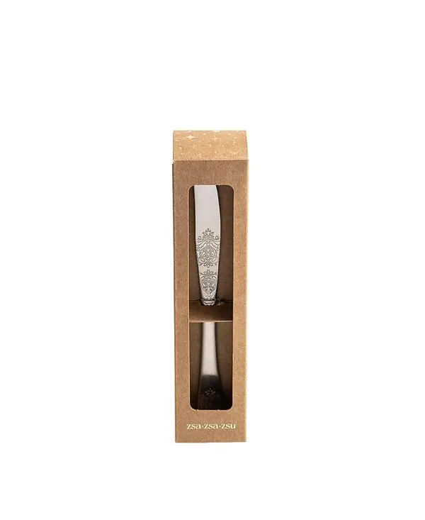 ZSA ZSA ZSU Dume Patterned Steel Dessert Knife,set Of 4, 7.8l X 0.8w X 0.8h - Silver